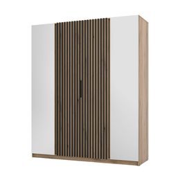 DREHT&Uuml;RENSCHRANK CAGLIARI 200/239/61,9cm 4-t&uuml;rig mit Spiegel Goldfarben