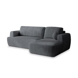 ECKSOFA SENTI P R-S Grau Kordstoff mit Schlaffunktion