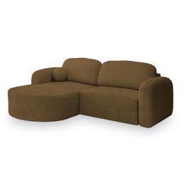 ECKSOFA AMILIA L-S Orange Boucle-Stoff mit Schlaffunktion