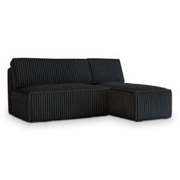ECKSOFA BRISO T Schwarz Kordstoff mit Schlaffunktion