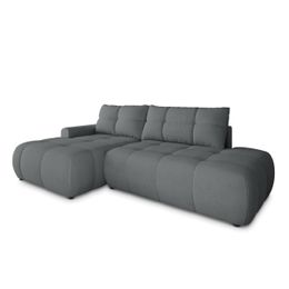 ECKSOFA FLUMA CL L-S Grau Samtstoff mit Schlaffunktion