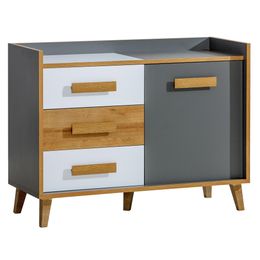 KOMMODE FIABA 120/89,5/46cm mit 3 Schubladen 1 T&uuml;ren Anthrazit