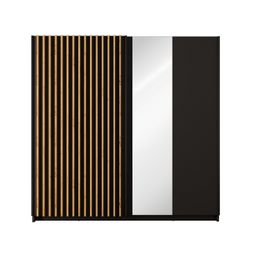 SCHWEBET&Uuml;RENSCHRANK APOLEN 200,2/198,5/55,4cm 2-t&uuml;rig mit Spiegel Schwarz