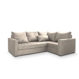 ECKSOFA LIRENO R-S Beige Pl&uuml;sch-Stoff mit Schlaffunktion