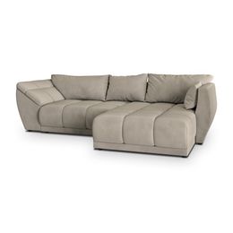ECKSOFA ORENTI R-S Beige Velours-Stoff mit Schlaffunktion