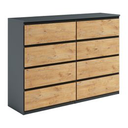 KOMMODE NUDO 120/101,5/39cm mit 8 Schubladen T&uuml;ren Anthrazit