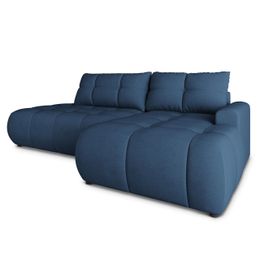ECKSOFA FLUMA CL R-S Blau Samtstoff mit Schlaffunktion