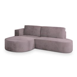 ECKSOFA CORTIO M L-S Lila Velours-Stoff mit Schlaffunktion