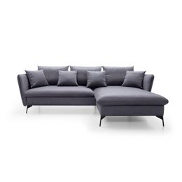 ECKSOFA FERRO Grau Velours-Stoff mit Schlaffunktion