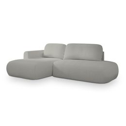 ECKSOFA NUVIRA L-S Hellgrau Boucle-Stoff mit Schlaffunktion