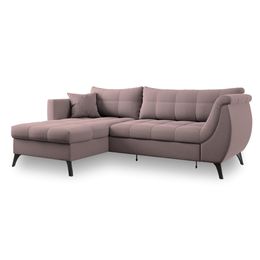 ECKSOFA MOLLIS Rosa Geflochtener-Stoff mit Schlaffunktion