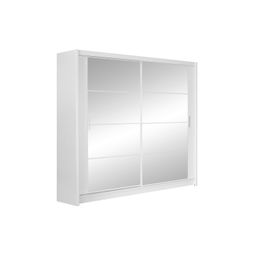 SCHWEBET&Uuml;RENSCHRANK KAYN 203/215/61 cm 2-t&uuml;rig mit Spiegel Wei&szlig;