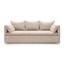 BETTSOFA PREGIO Beige Velours-Stoff mit Schlaffunktion