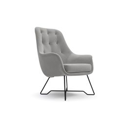 SESSEL SEDUTA, Modern Polstersessel Loungesessel, Velours-Stoff Grau
