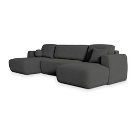WOHNLANDSCHAFT SENTUM N Grau Boucle-Stoff mit Schlaffunktion