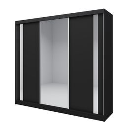 SCHWEBET&Uuml;RENSCHRANK GRAZIA 240/216/61 cm 3-t&uuml;rig mit Spiegel Schwarz
