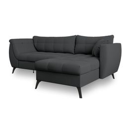 ECKSOFA MOLLIS Graphitfarben Geflochtener-Stoff mit Schlaffunktion