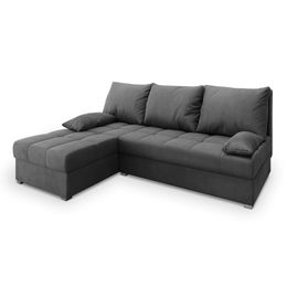 ECKSOFA RITA M Grau Velours-Stoff mit Schlaffunktion