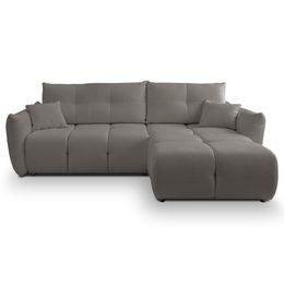 ECKSOFA MODA S Grau Geflochtener Stoff mit Schlaffunktion