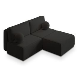 ECKSOFA VARNA P Schwarz Kordstoff mit Schlaffunktion