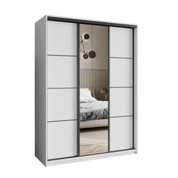 SCHWEBET&Uuml;RENSCHRANK VARO 150/205/60 cm 3-t&uuml;rig mit Spiegel Wei&szlig;