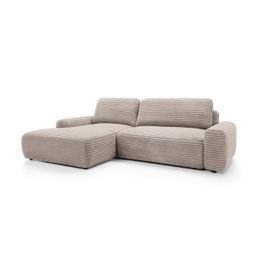 ECKSOFA OSSO Beige Velours-Stoff mit Schlaffunktion