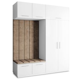 GARDEROBENSCHRANK REMA 200/240/60 cm Modern Garderobe-Set Wei&szlig;