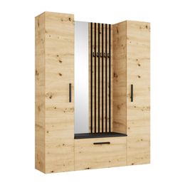 GARDEROBENSCHRANK MODULO 160,6/204/40 cm Modern Garderobe-Set Eiche Artisan