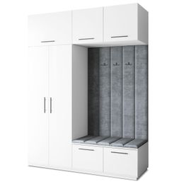 GARDEROBENSCHRANK REMA 180/240/60 cm Modern Garderobe-Set Wei&szlig;
