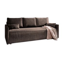 BETTSOFA MESTOR Braun Kordstoff mit Schlaffunktion