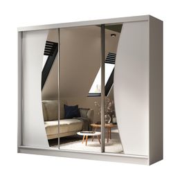 SCHWEBET&Uuml;RENSCHRANK VOCE 240/216/61 cm 3-t&uuml;rig mit Spiegel Wei&szlig;