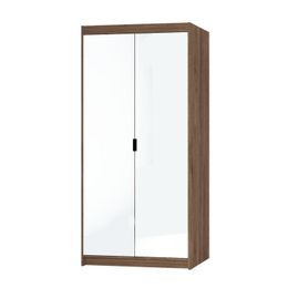 DREHT&Uuml;RENSCHRANK ELENORA 89,7/190,5/53cm 2-t&uuml;rig mit Spiegel Braun