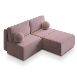 ECKSOFA VARNA M Lila Velours-Stoff mit Schlaffunktion