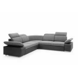 ECKSOFA TRENTO Grau Geflochtener Stoff mit Schlaffunktion