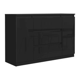 KOMMODE NUDO 120/78,5/39cm mit 3 Schubladen 2 T&uuml;ren Schwarz