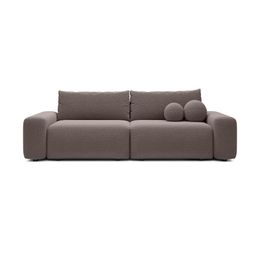 BETTSOFA RUOTA Braun Bucle-Stoff mit Schlaffunktion