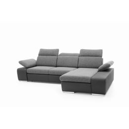 ECKSOFA TRENTO Grau Geflochtener Stoff mit Schlaffunktion