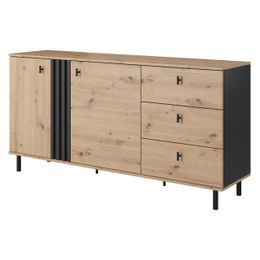 SIDEBOARD MADDALENA 165/83/40 cm mit 3 Schubladen und 2 T&uuml;ren Anthrazit