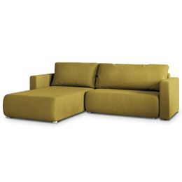 ECKSOFA TURIN Gelb Geflochtener Stoff mit Schlaffunktion