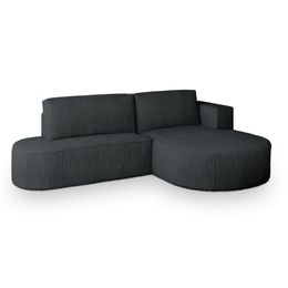 ECKSOFA CORTIO P R-S Graphitfarben Kordstoff mit Schlaffunktion