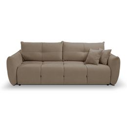 BETTSOFA MODA Beige Chenille-Stoff mit Schlaffunktion