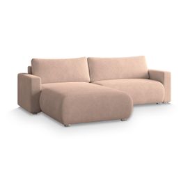 ECKSOFA TURIN N Rosa Bucle-Stoff mit Schlaffunktion