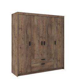 DREHT&Uuml;RENSCHRANK ELENORA 176,3/190,5/53cm 4-t&uuml;rig Braun