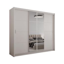 SCHWEBET&Uuml;RENSCHRANK KARTHUS 250/215/61 cm 3-t&uuml;rig mit Spiegel Beige