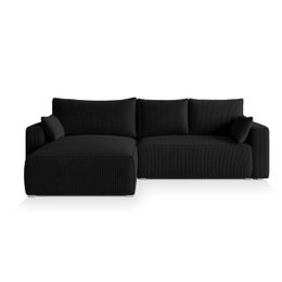 ECKSOFA FORIL P Schwarz Kordstoff mit Schlaffunktion