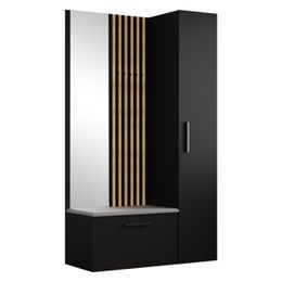 GARDEROBENSCHRANK MODULO 120,6/204/40 cm Modern Garderobe-Set Schwarz
