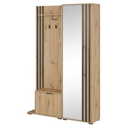 GARDEROBENSCHRANK NELIANA 131/192/40 cm Modern Garderobe-Set Eiche Artisan