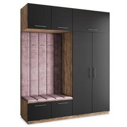 GARDEROBENSCHRANK REMA 200/240/60 cm Modern Garderobe-Set Eiche Lefkas