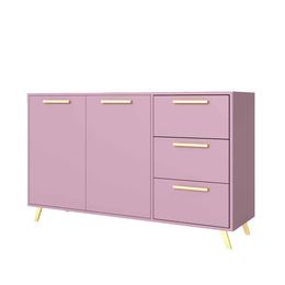 KOMMODE ELISE 140/86/41cm mit 3 Schubladen 2 T&uuml;ren Violett