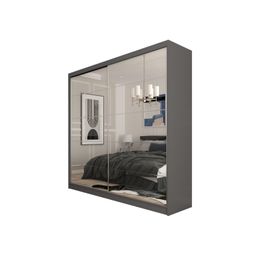 SCHWEBET&Uuml;RENSCHRANK FIORELLA 200/216/61 cm 2-t&uuml;rig mit Spiegel Grau